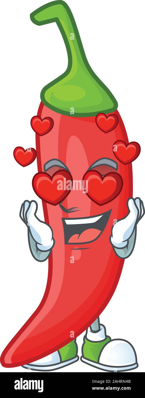 Super cute Falling in love red chili cartoon character Stock Vector ...