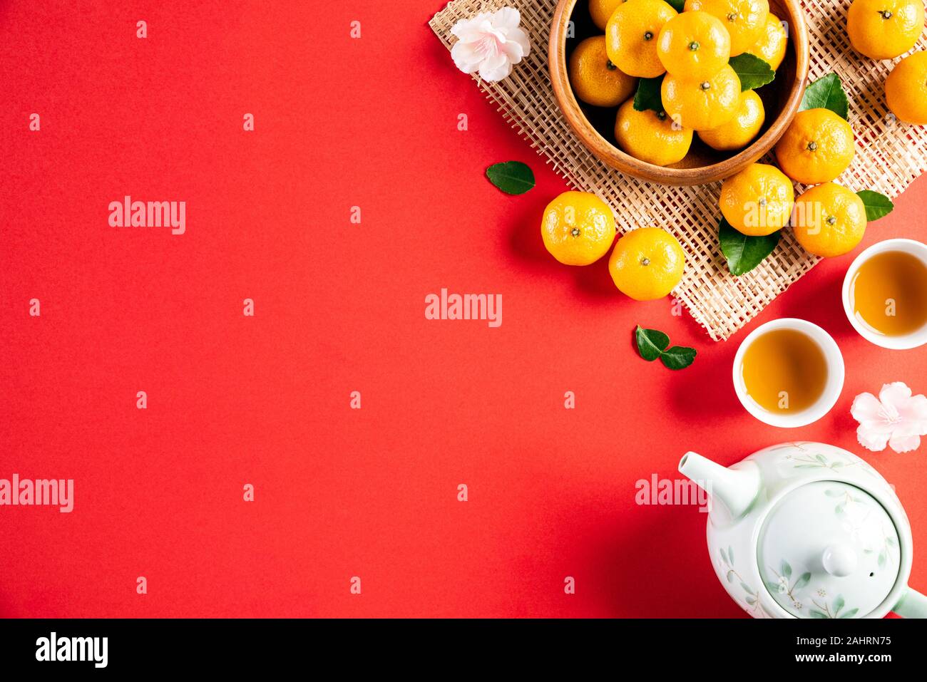 Chinese new year festival decorations pow or red packet, orange and ...