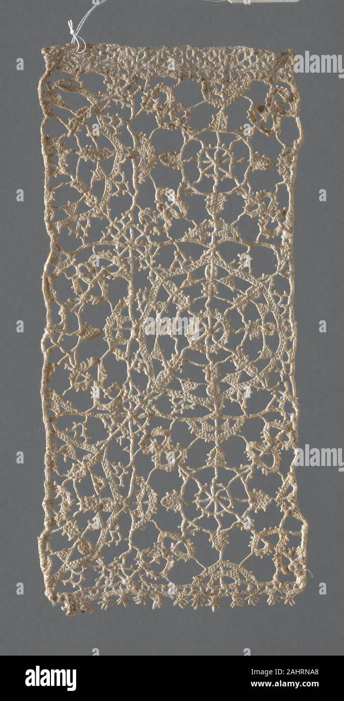 Fragment (Border). 1601–1625. Italy. Linen, needle lace worked on a ...