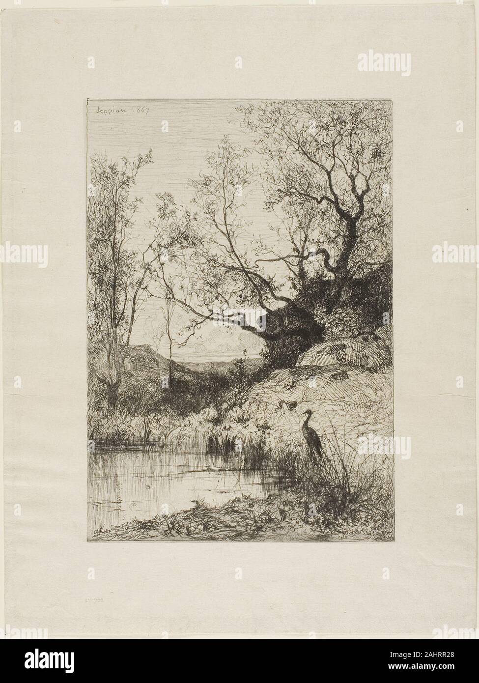 Adolphe Appian. A Pond Near Rousillon. 1867. France. Etching on ivory ...