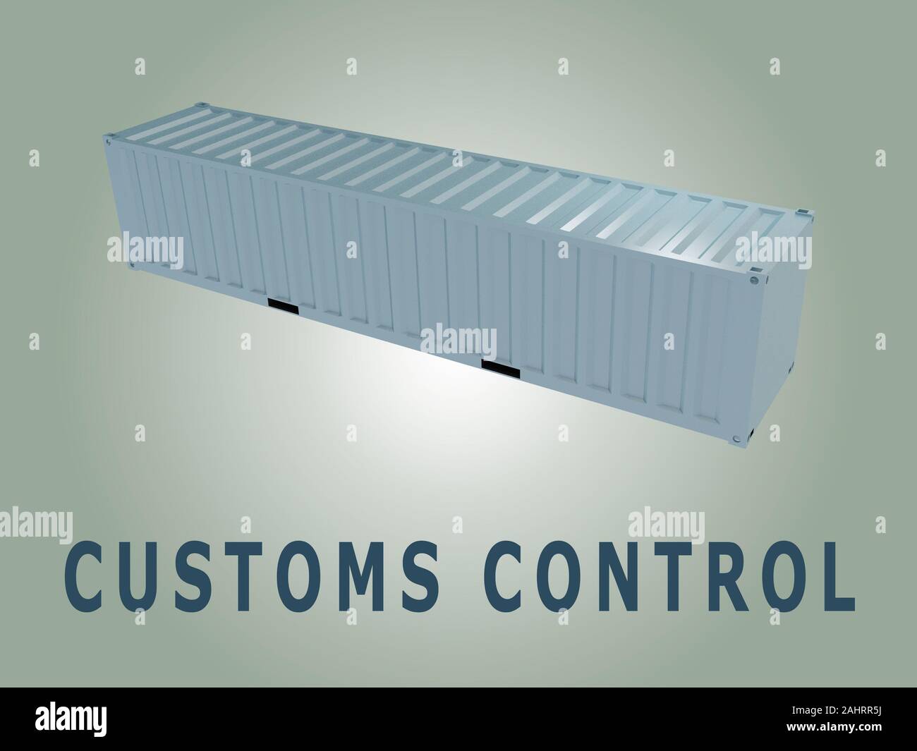 3D illustration of CUSTOMS CONTROL title under a cargo container Stock ...