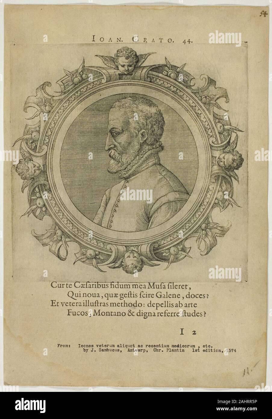 Johannes Sambucus (Author). Portrait of Joan Crato. 1574. Flanders ...