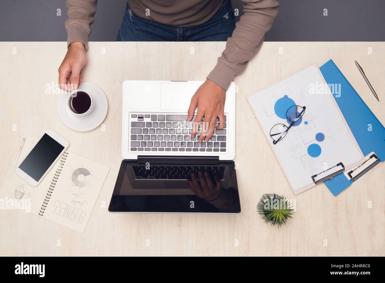 Top view man typing hi-res stock photography and images - Alamy
