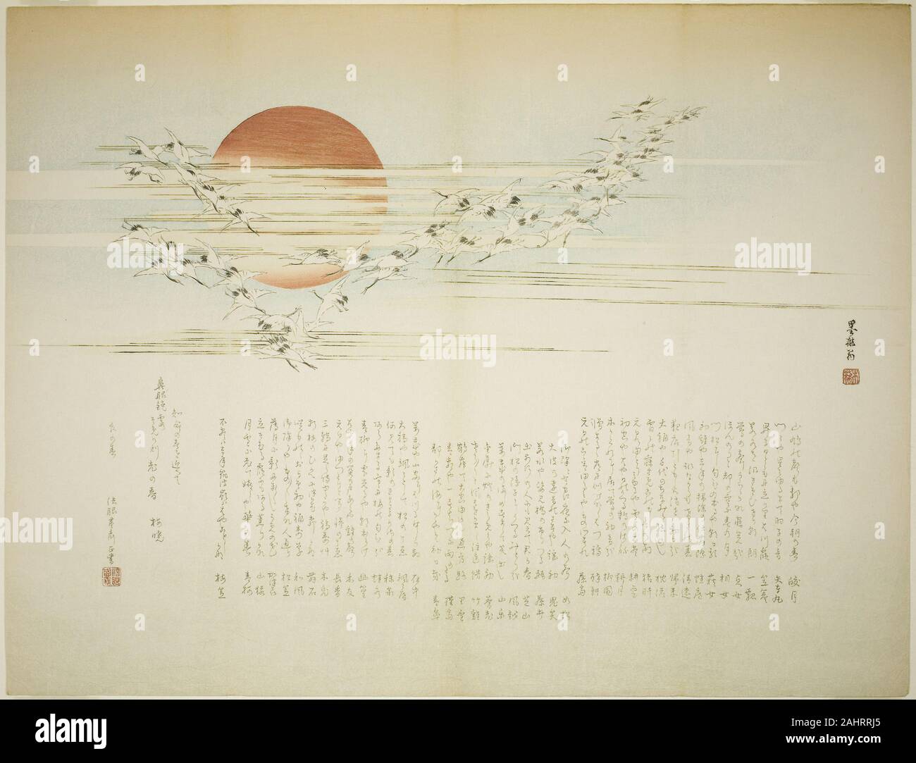 Bokushin. Multitudes of Cranes. 1863. Japan. Color woodblock print ...