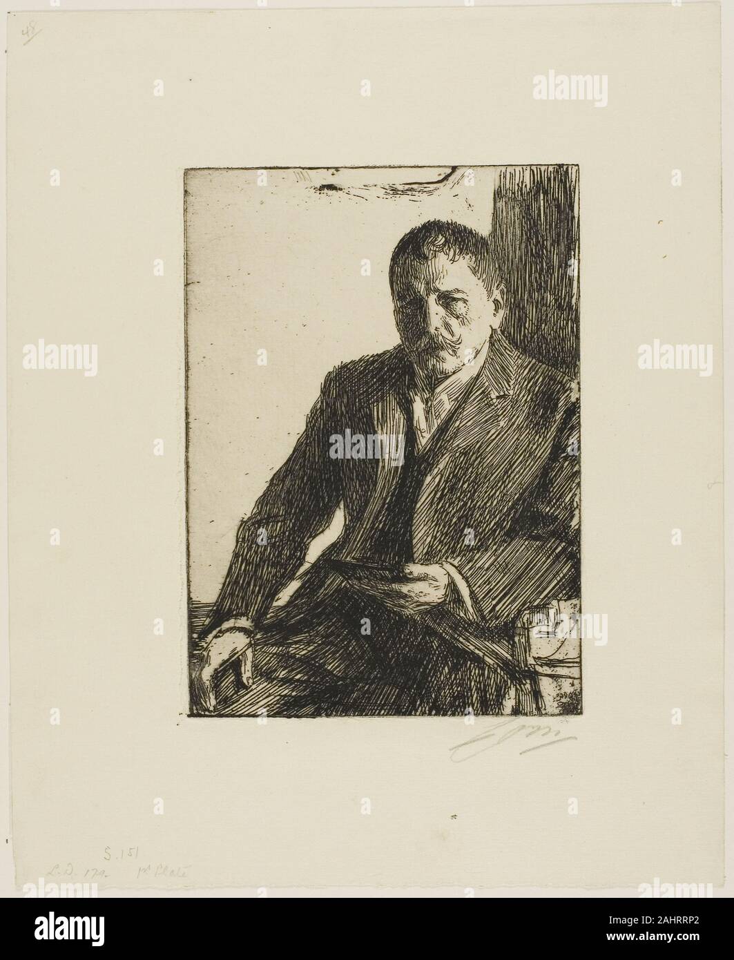 Anders Zorn. Self-Portrait 1904 II. 1904. Sweden. Etching on ivory laid ...