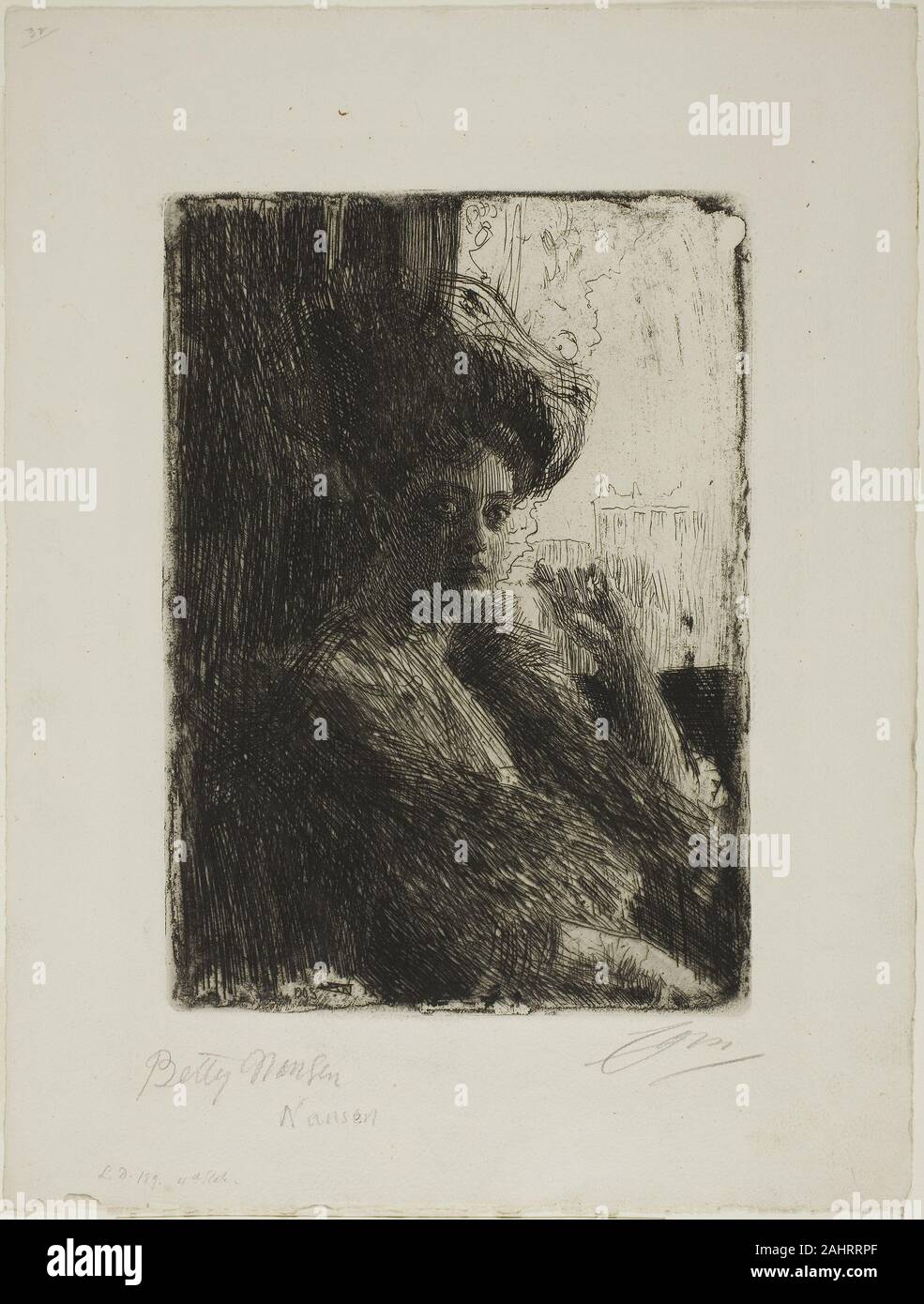 Anders Zorn. Betty Nansen. 1905. Sweden. Etching on ivory laid paper ...