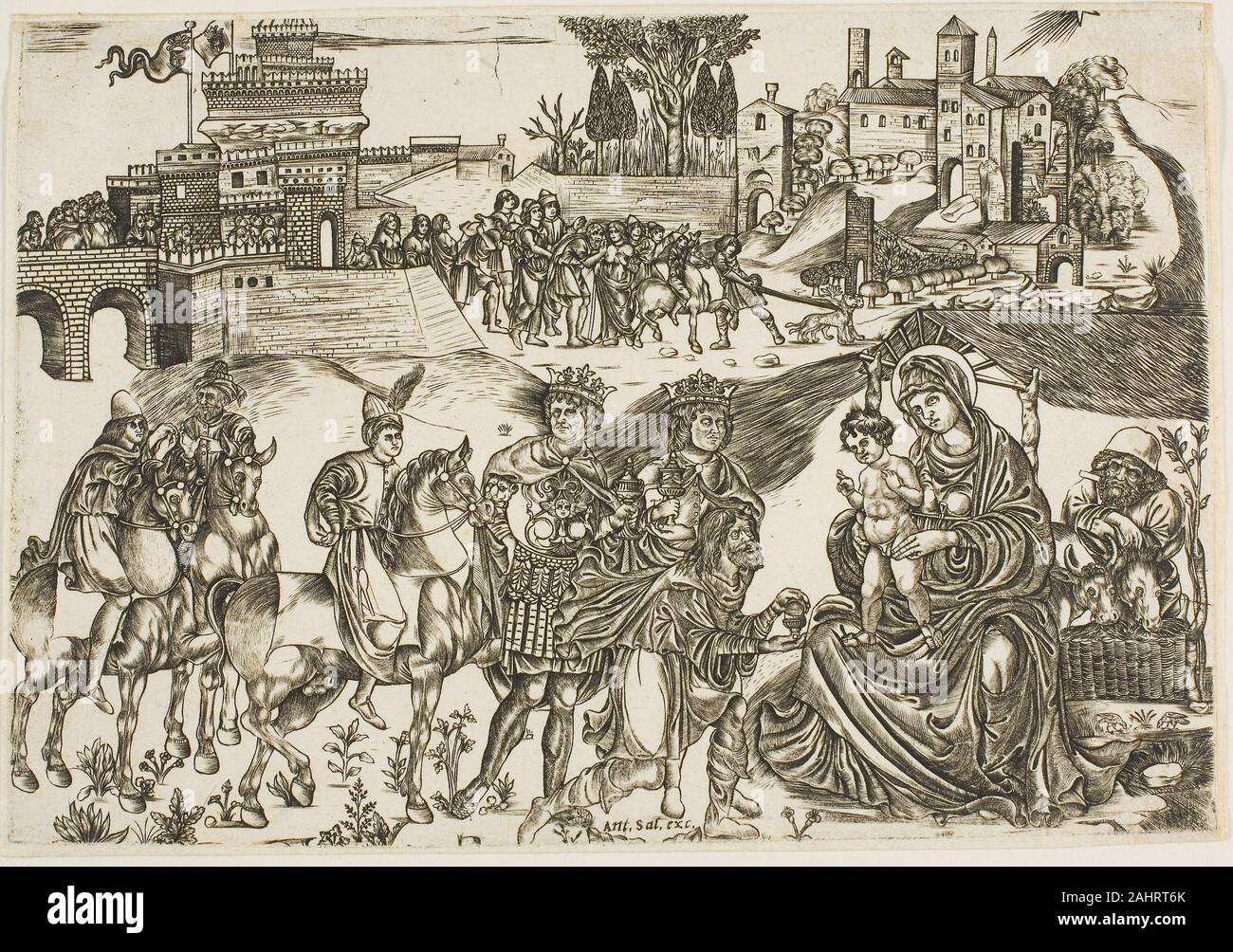 Unknown artist. The Adoration of the Magi. 1503–1513. Italy. Engraving, on paper Stock Photo - Alamy