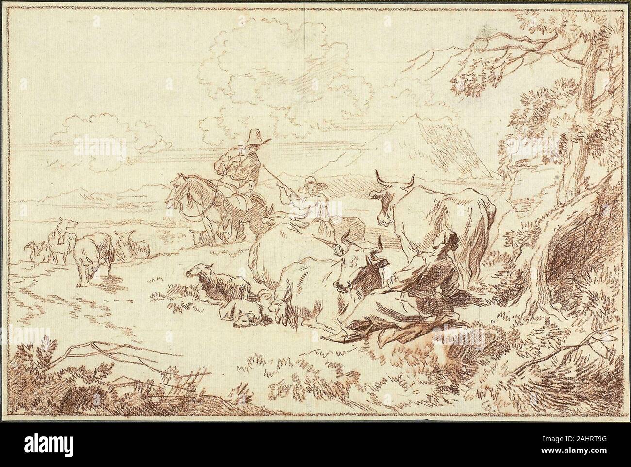 Dirck van den Bergen. Cattle and Sheep with Shepherds and Shepherdess ...