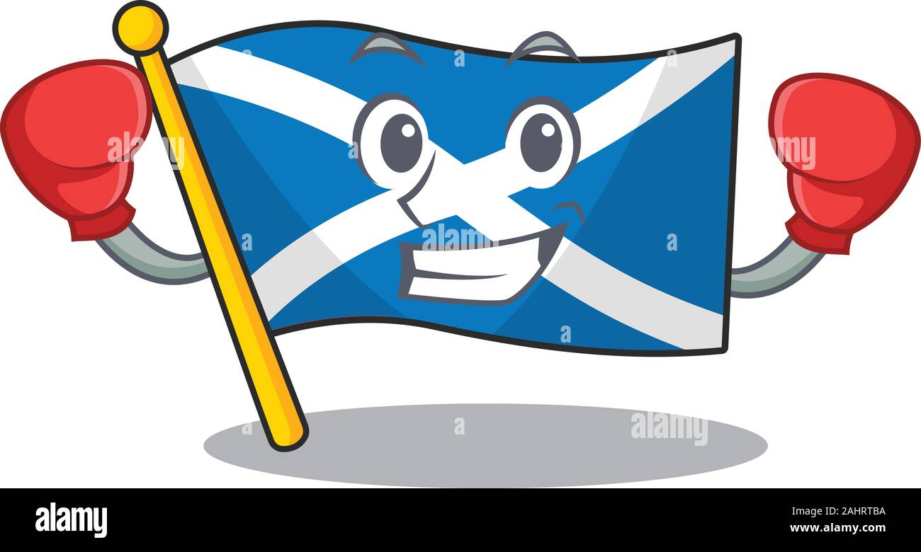 Happy Boxing flag scotland Scroll mascot character style Stock Vector ...