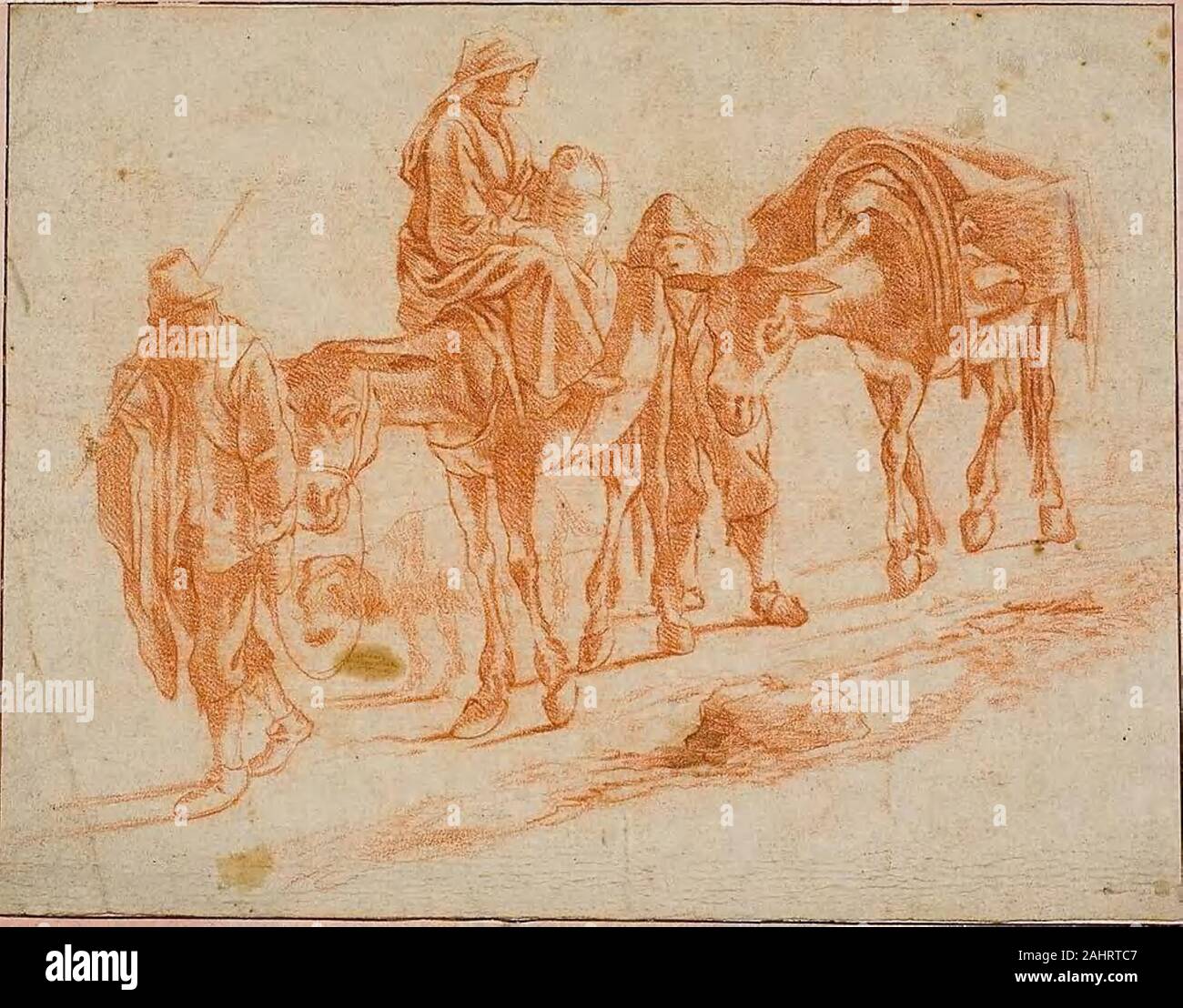 Jan Miel. Travelers with Two Mules. 1619–1663. Netherlands. Red chalk ...