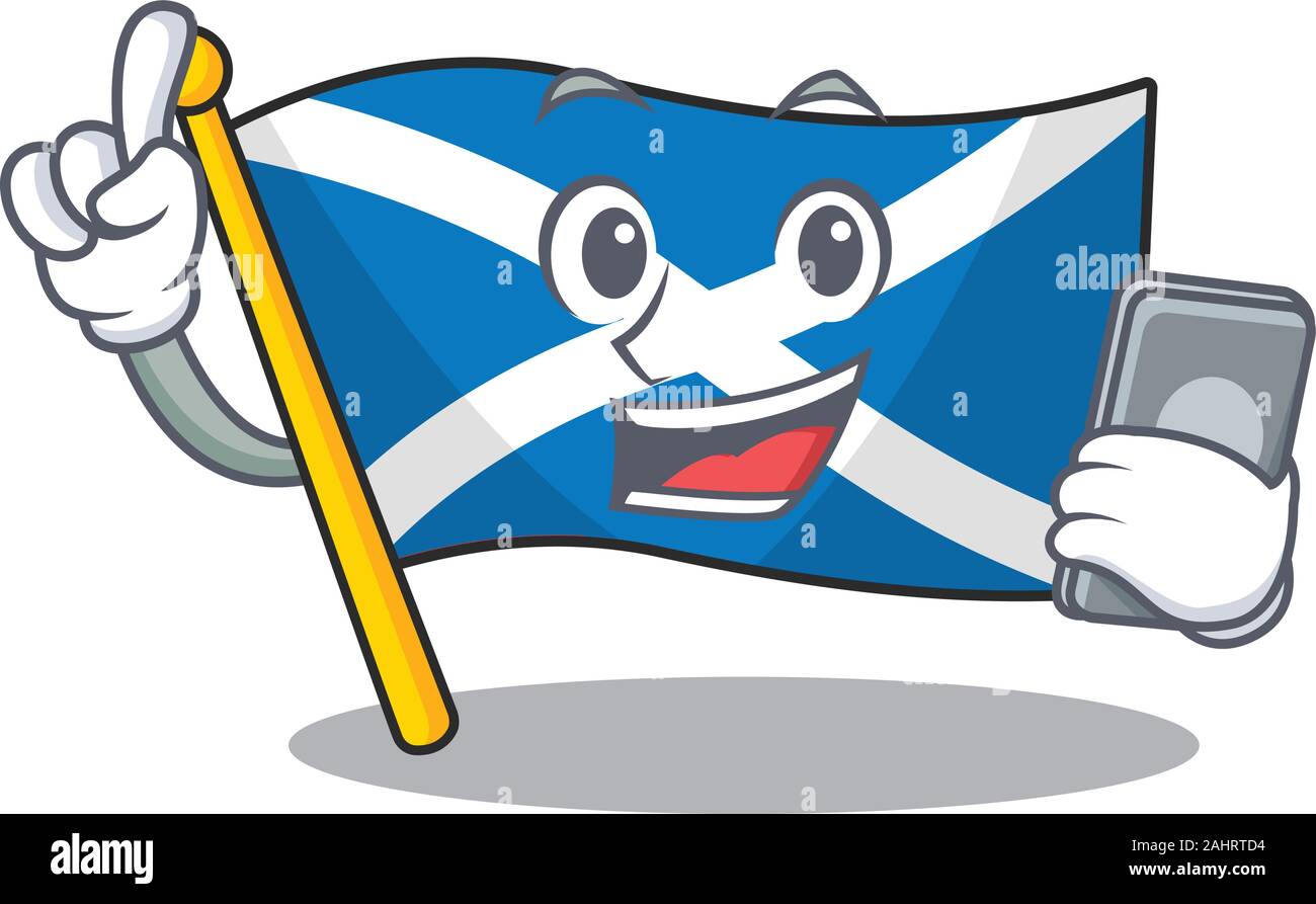cartoon character of flag scotland Scroll speaking with phone Stock ...