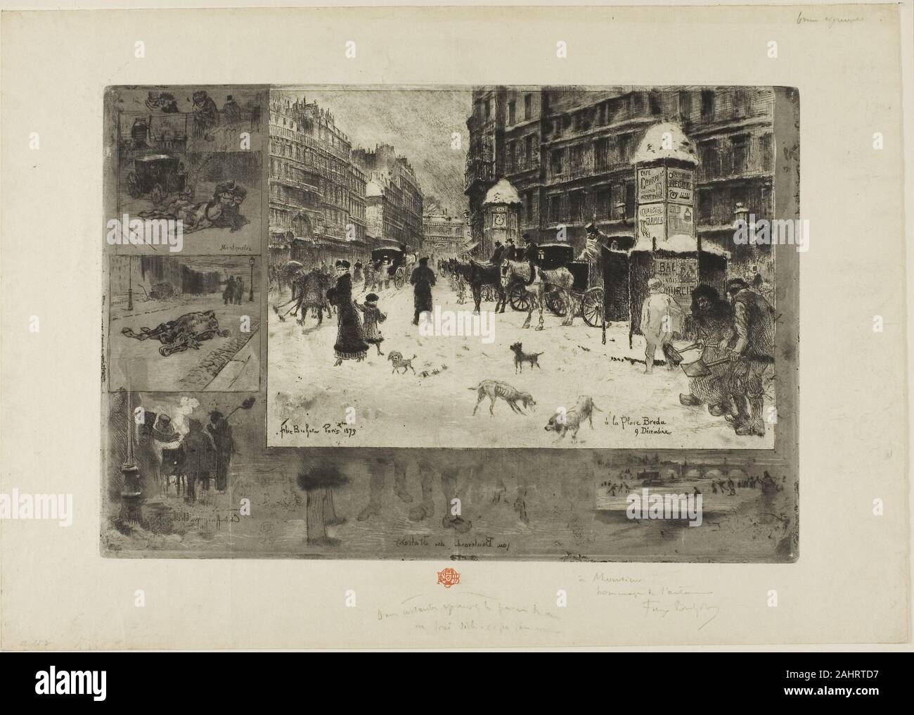 Félix Hilaire Buhot. Winter in Paris. 1879. France. Etching, roulette ...