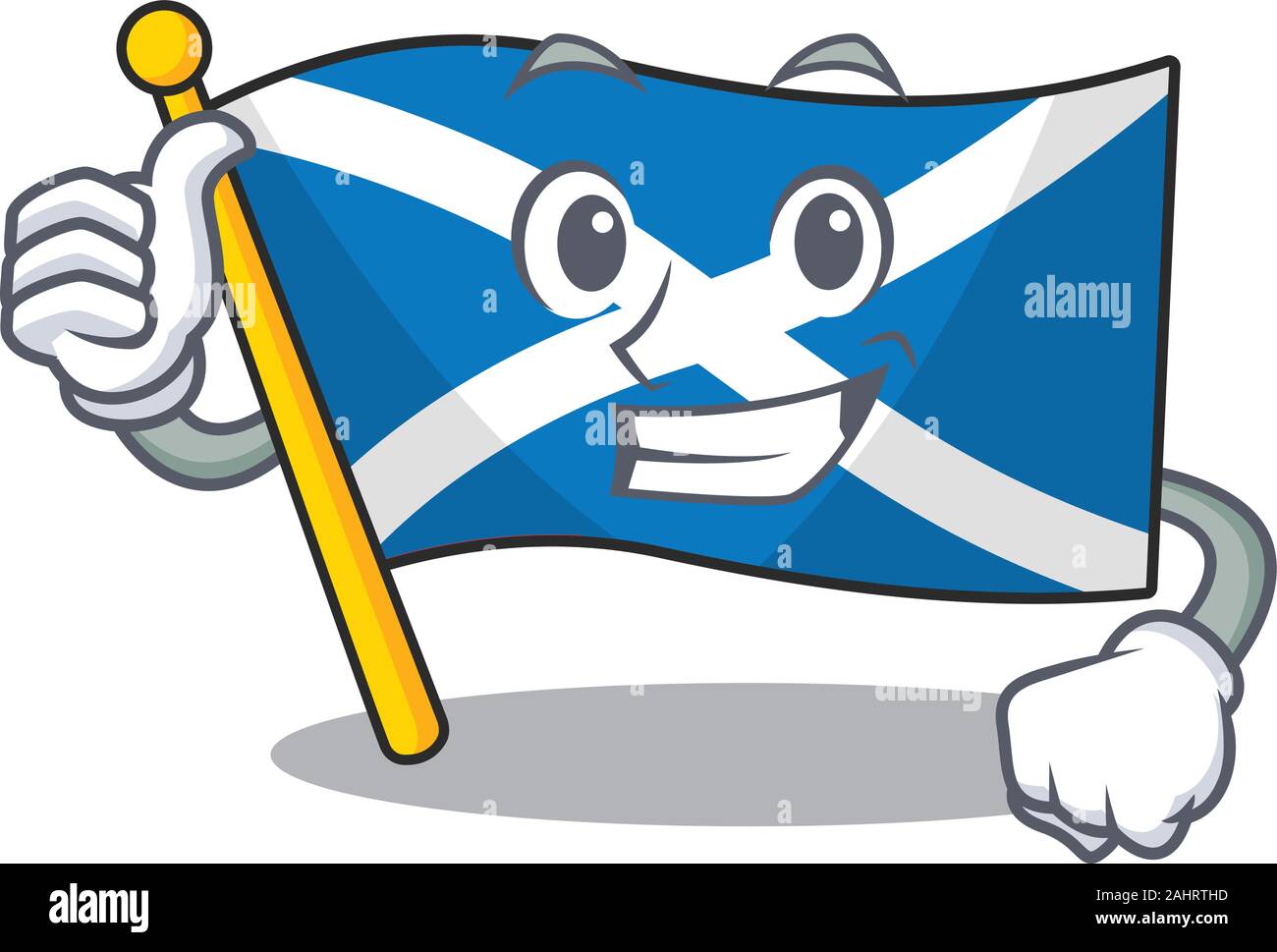 Smiley mascot of flag scotland Scroll making Thumbs up gesture Stock ...