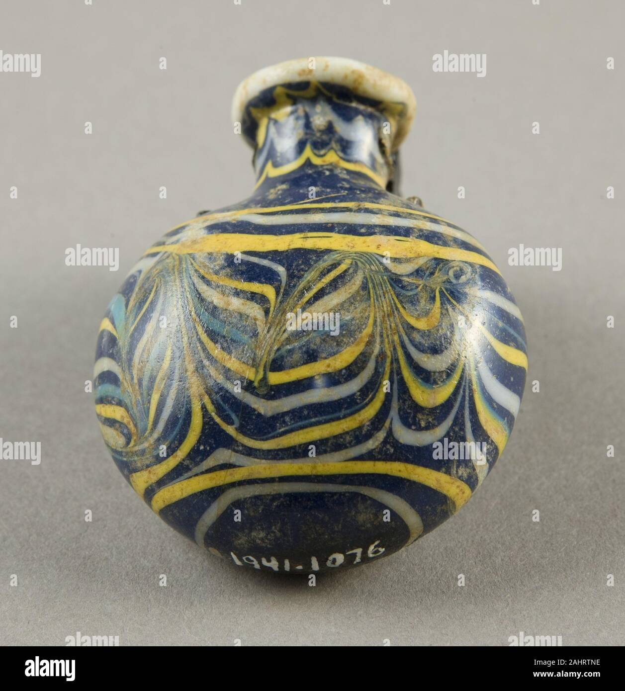 Ancient Egyptian. Flask. 1292 BC–1202 BC. Egypt. Glass, core-formed ...