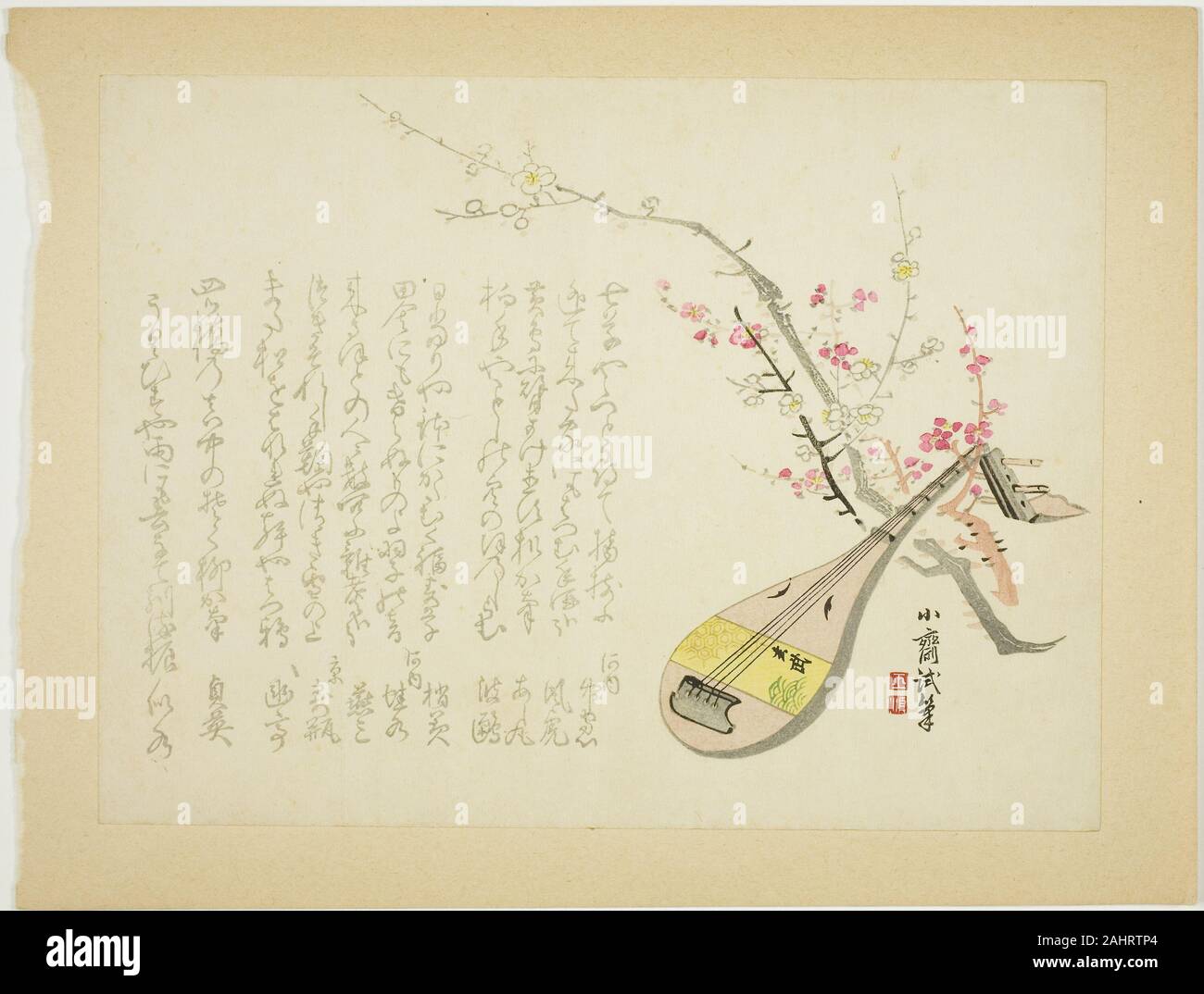 Tanomura Shosai. Plums and Biwa. 1860–1869. Japan. Color woodblock ...