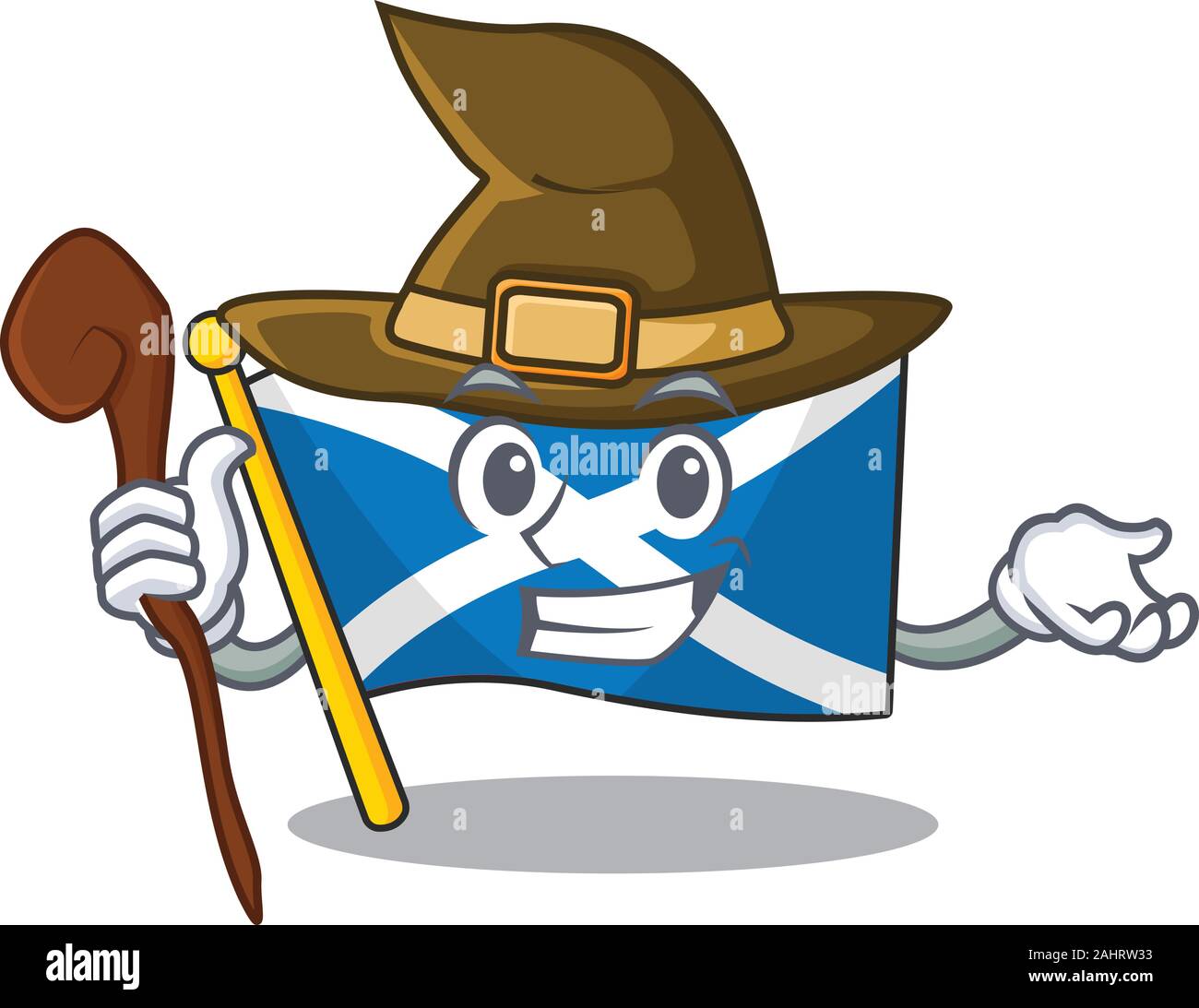 Happy Witch flag scotland Scroll cartoon character design Stock Vector ...