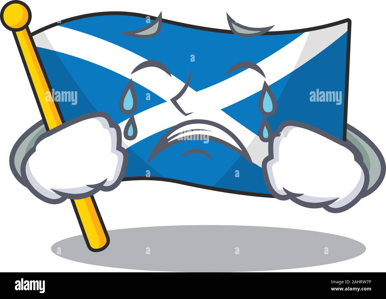 Sad Crying flag scotland Scroll cartoon character design Stock Vector ...