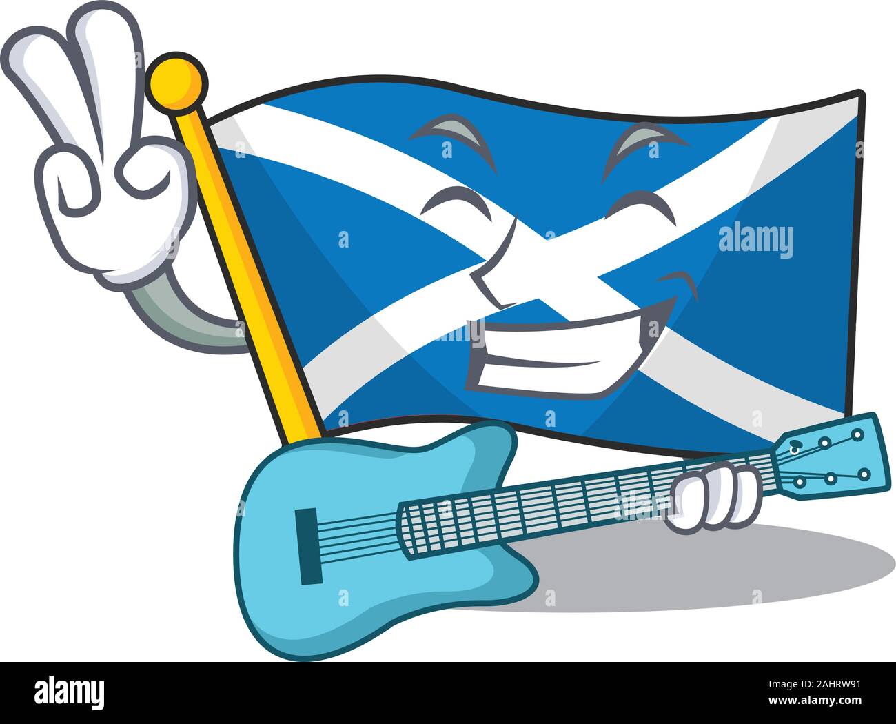 Supper cool flag scotland Scroll cartoon performance with guitar Stock ...