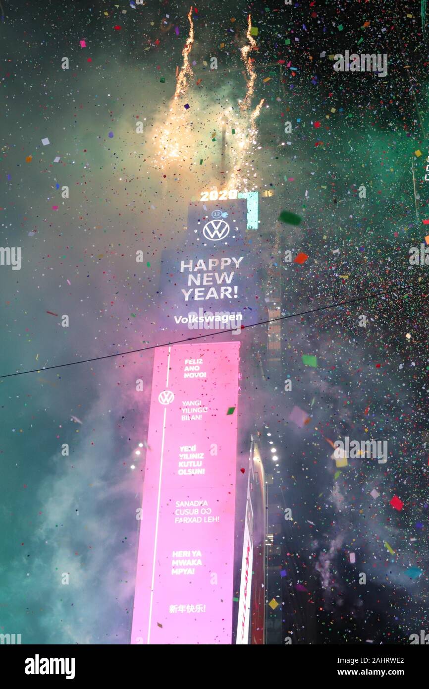 New York, New York, USA. 1st Jan, 2020. Fireworks and shredded paper ...