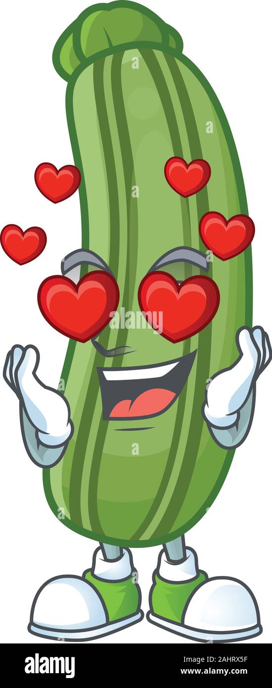 Super cute Falling in love zucchini cartoon character Stock Vector ...