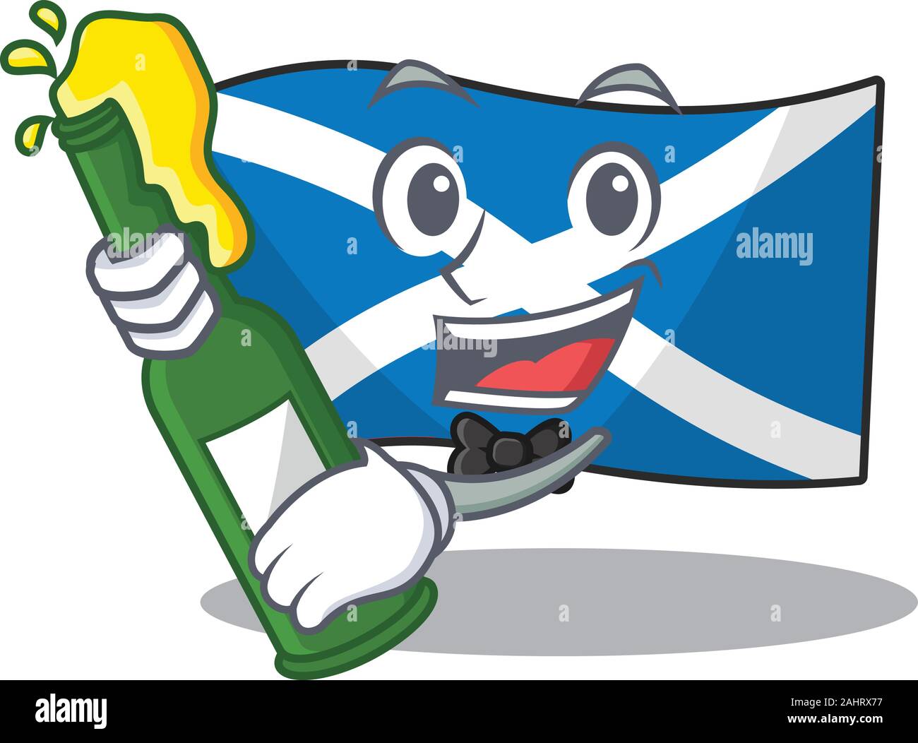 Flag scotland Scroll with bottle of beer mascot cartoon style Stock ...