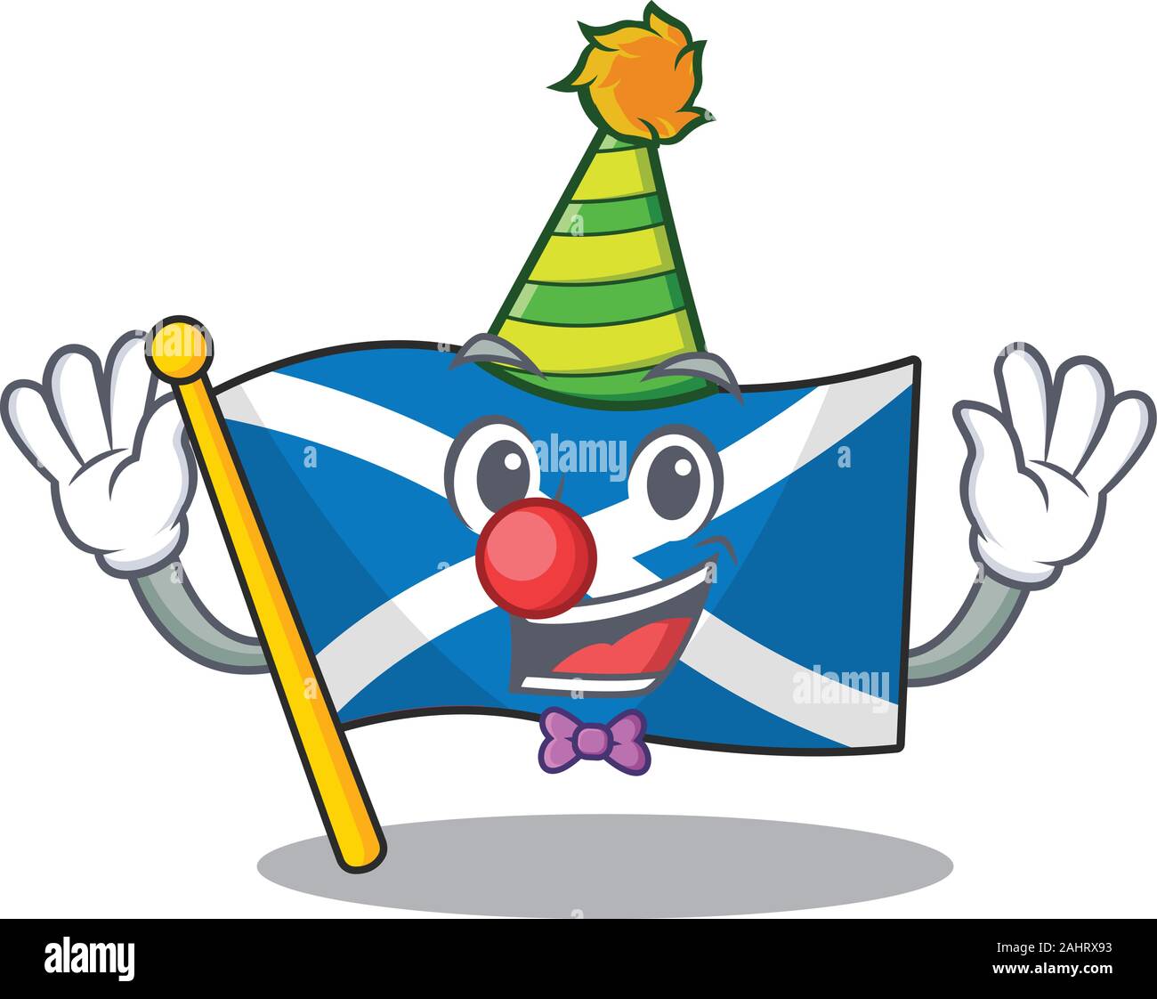 Cute and Funny Clown flag scotland Scroll cartoon character mascot ...