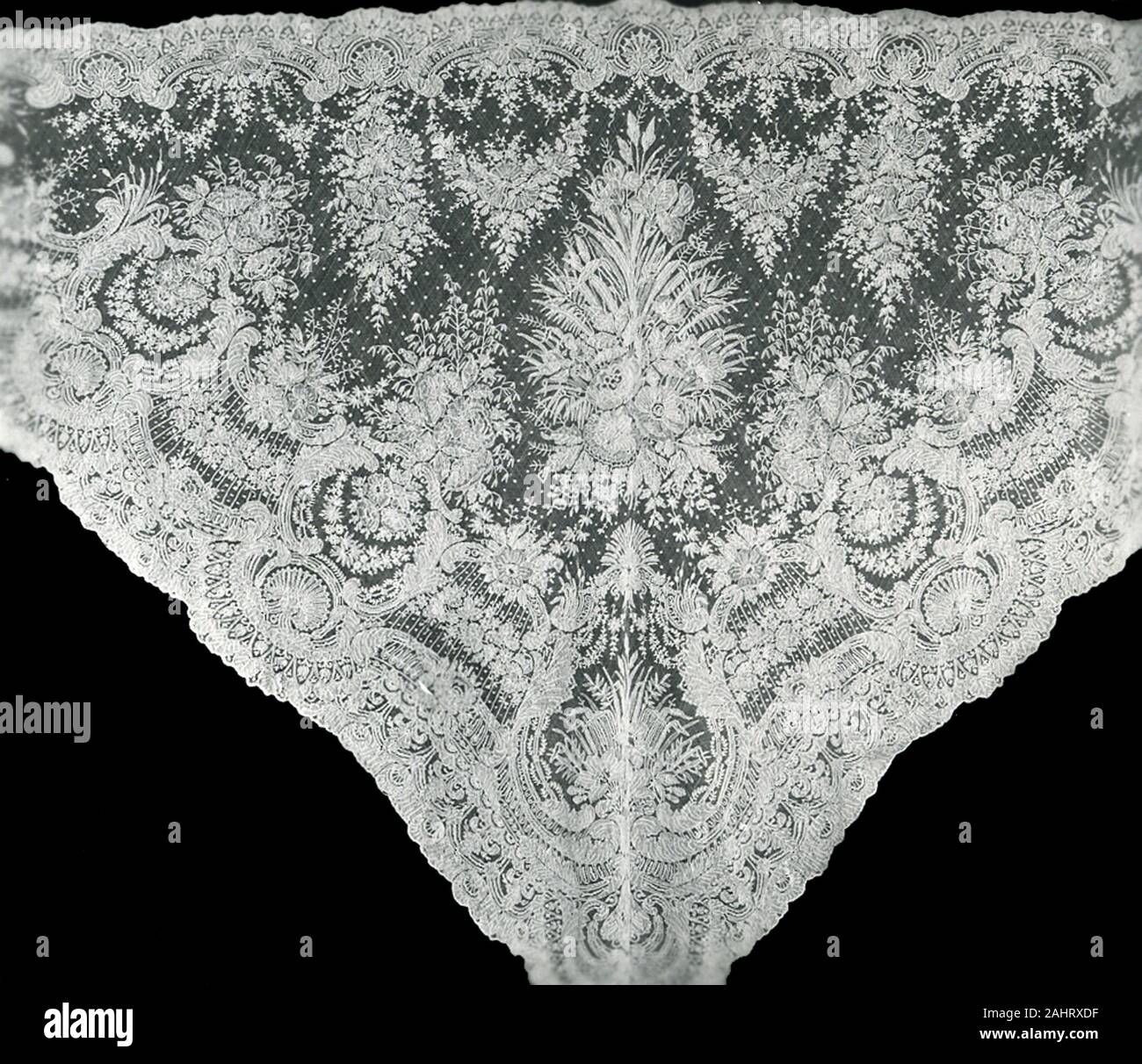 Half Shawl. 1860–1869. England. Silk and mohair, Pusher machine lace ...