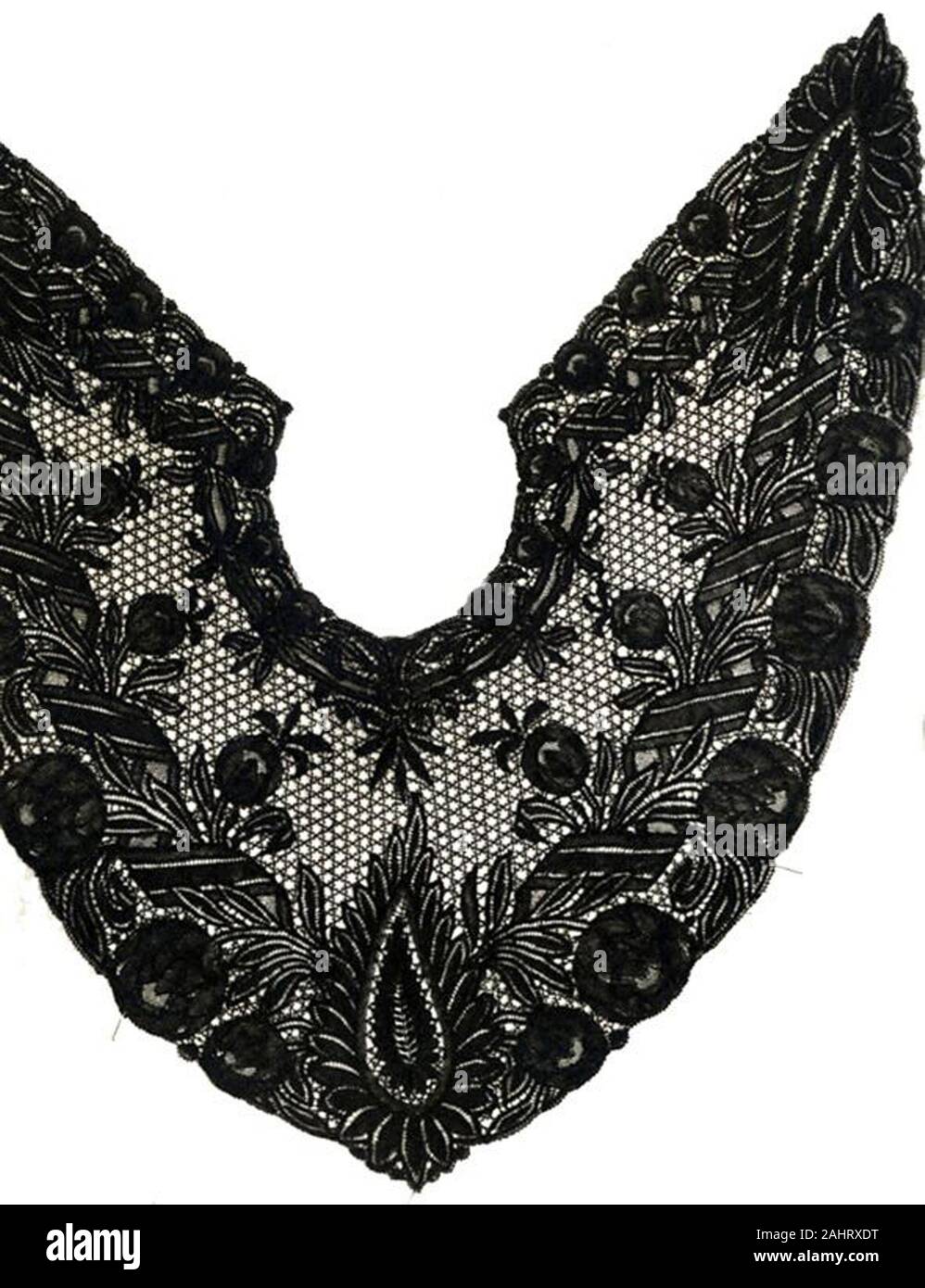 Silk bobbin straight lace made in concentric bands hi-res stock ...