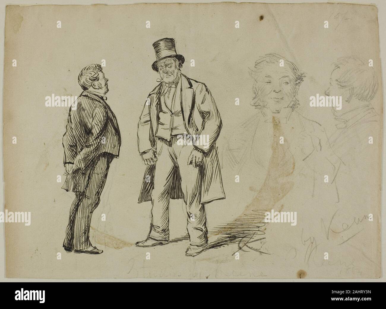 Charles Samuel Keene. Sketch of Two Standing Men and Two Portaits. 1870 ...