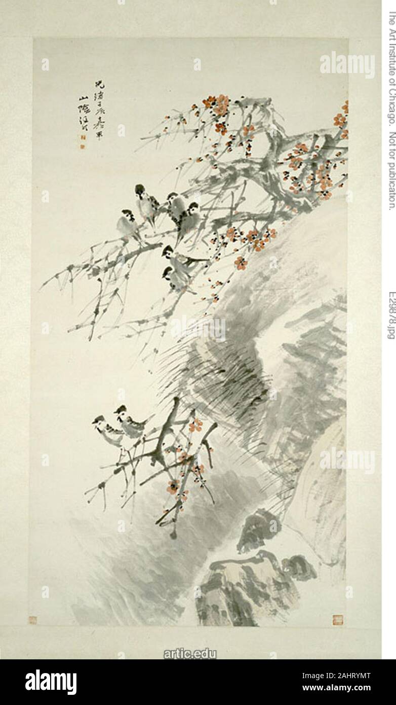 Ren Yi. Birds on Red Plum. 1887–1897. China. Hanging scroll; ink and ...