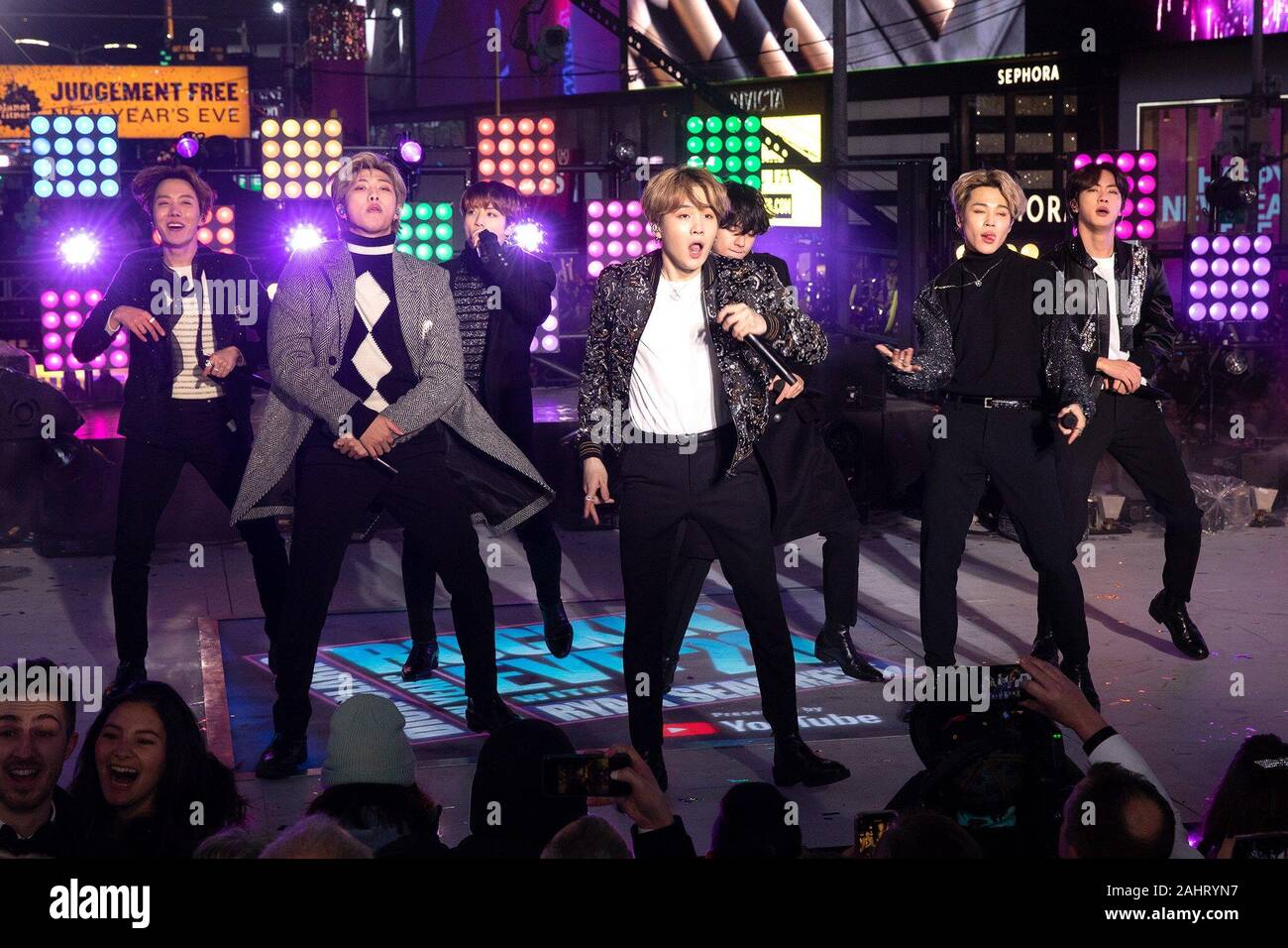 New York, NY, USA. 31st Dec, 2019. BTS in attendance for Times Square ...