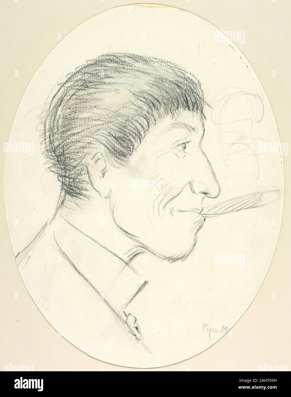 Philip William May. Profile of Man Smoking Cigar. 1889. England. Black ...