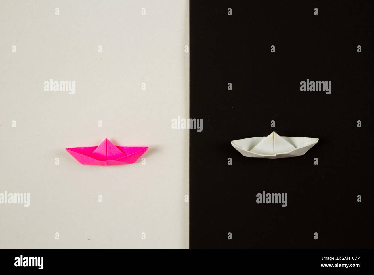 Confrontation concept image. Two ships opposite each other Stock Photo ...