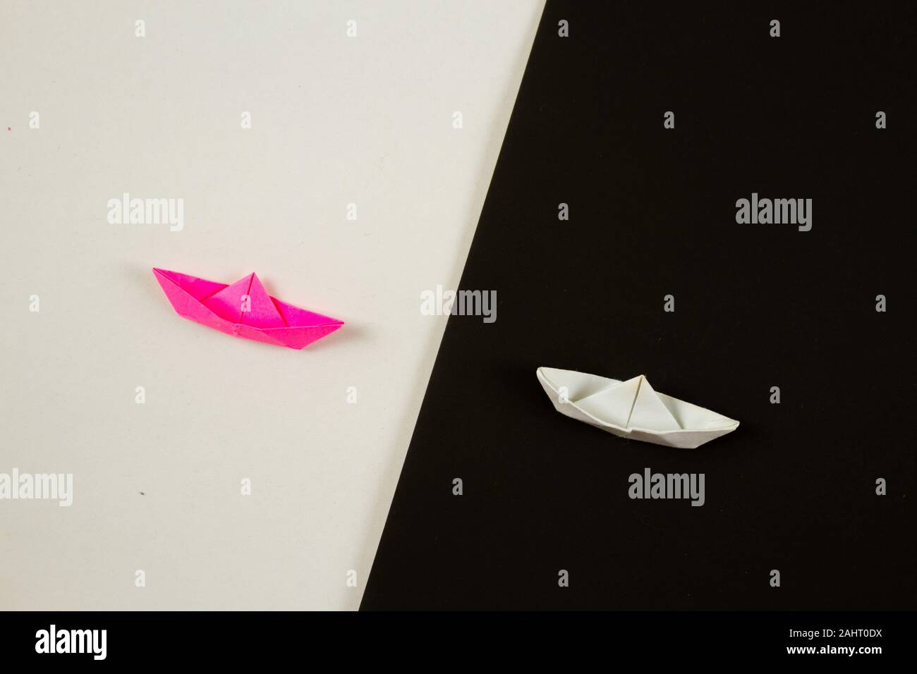 Confrontation concept image. Two ships opposite each other Stock Photo ...