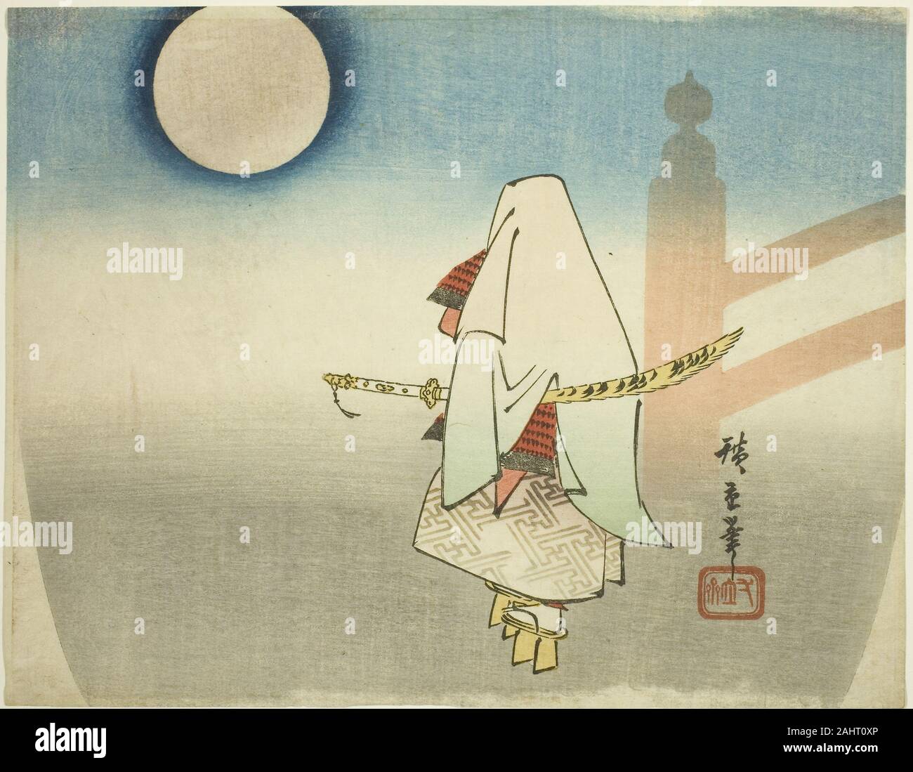 Utagawa Hiroshige. Yoshitsune Awaits Benkei at Gojo Bridge. 1835–1845 ...