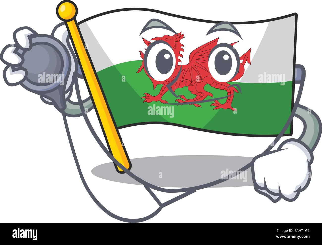 Cute flag wales Scroll cartoon character in a Doctor with tools Stock ...