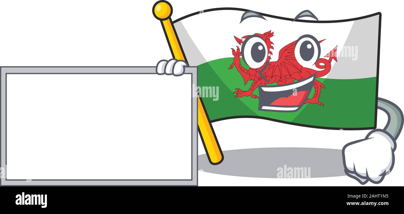 Flag wales Scroll with board cartoon mascot design style Stock Vector ...