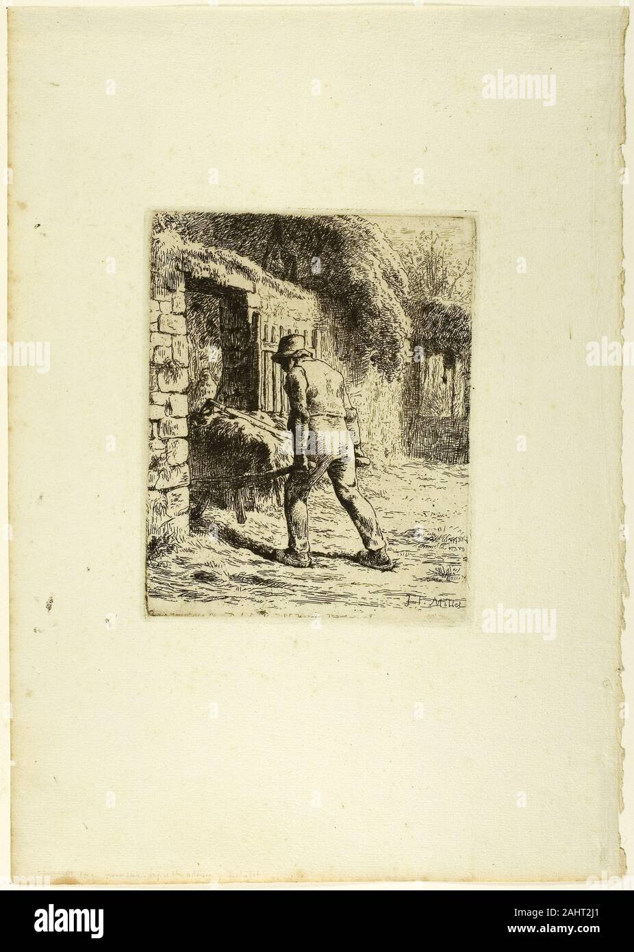 Jean François Millet. Peasant with a Wheelbarrow. 1855. France. Etching ...