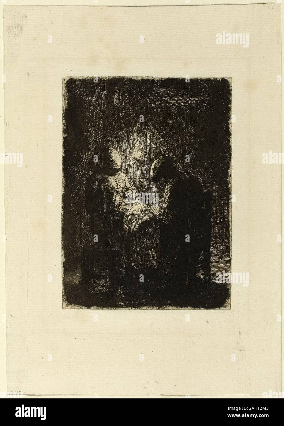 Jean François Millet. The Vigil. 1856. France. Etching from a zinc ...