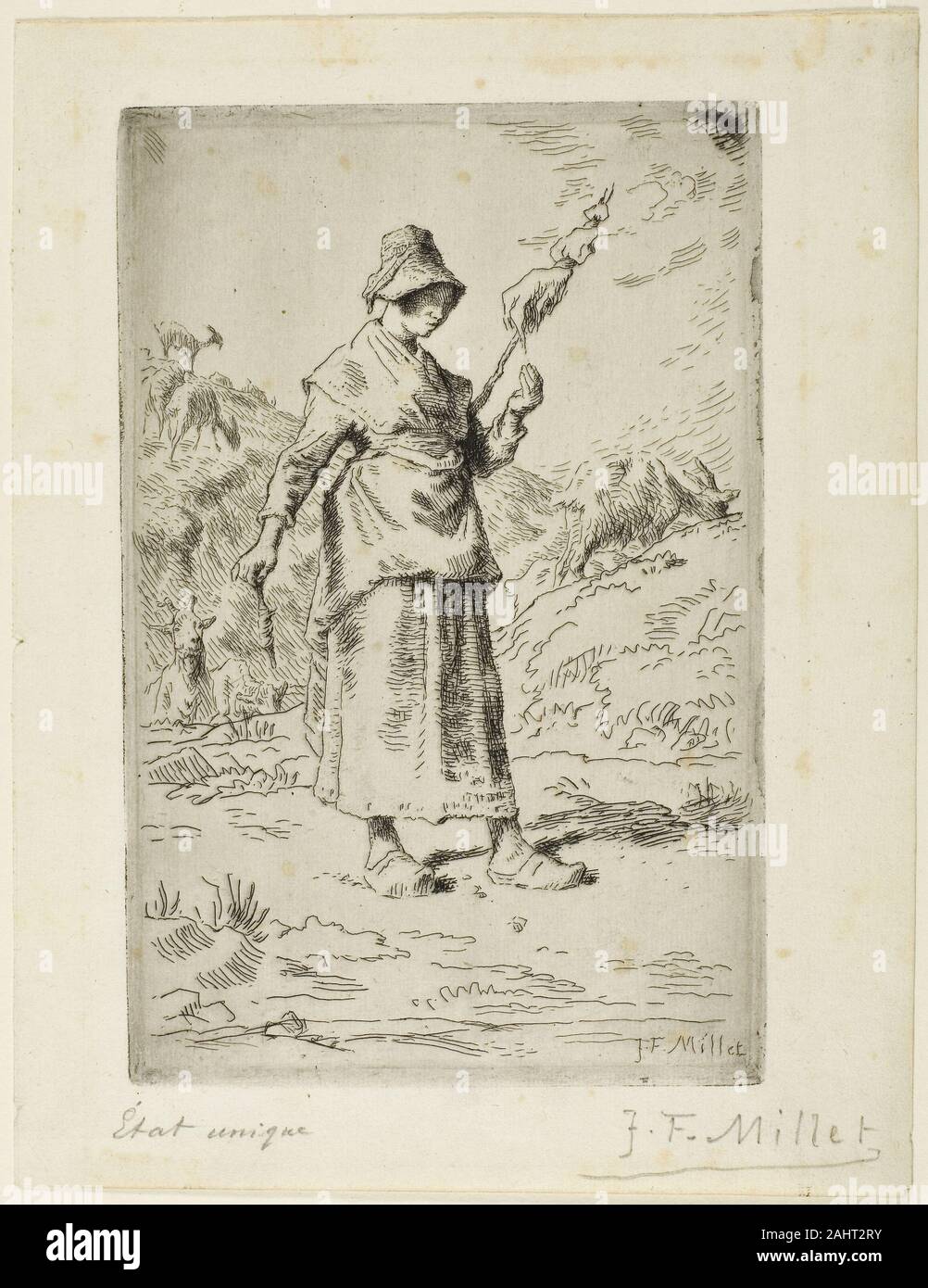 Jean François Millet. The Spinner. 1868–1869. France. Etching and ...