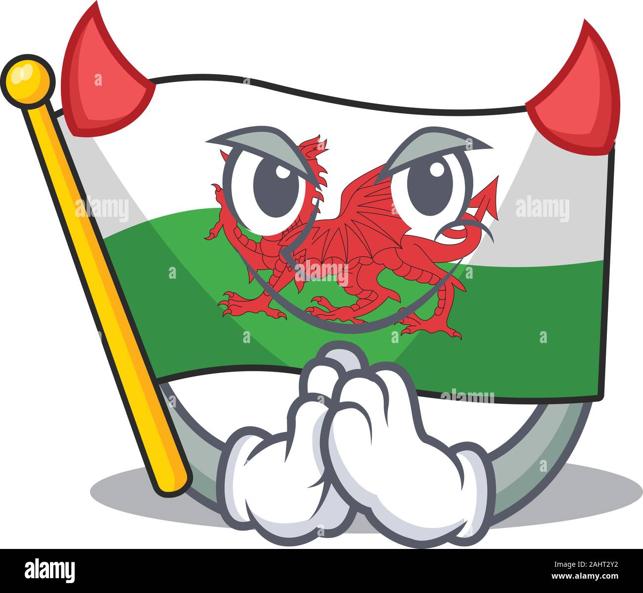Devil Cartoon character of flag wales Scroll design Stock Vector Image ...