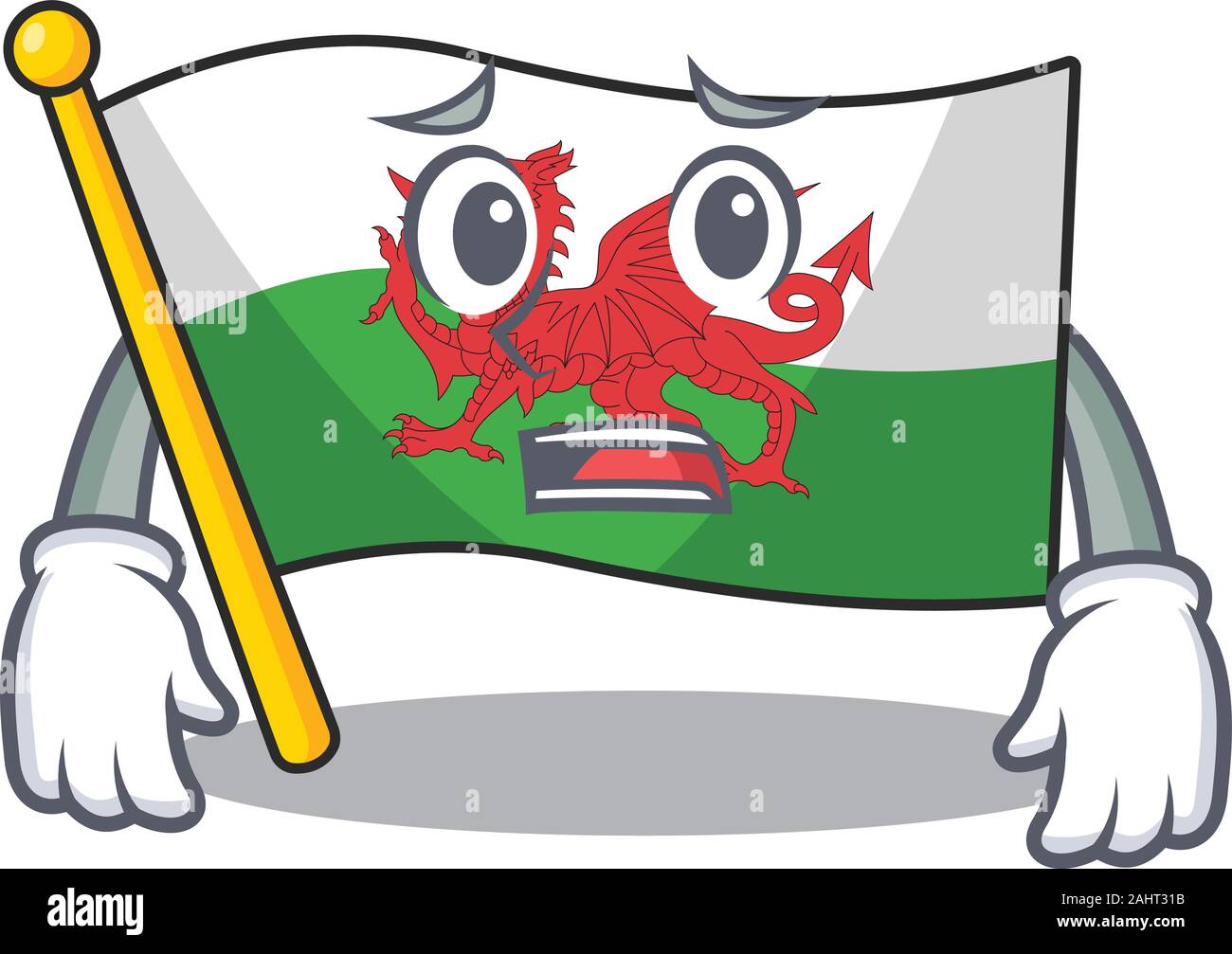 mascot of flag wales Scroll showing afraid look face Stock Vector Image ...