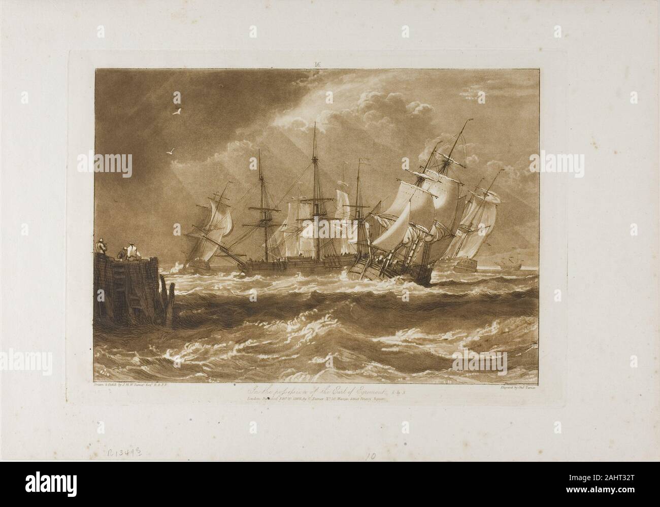 Joseph Mallord William Turner. Ships in a Breeze, plate 10 from Liber ...