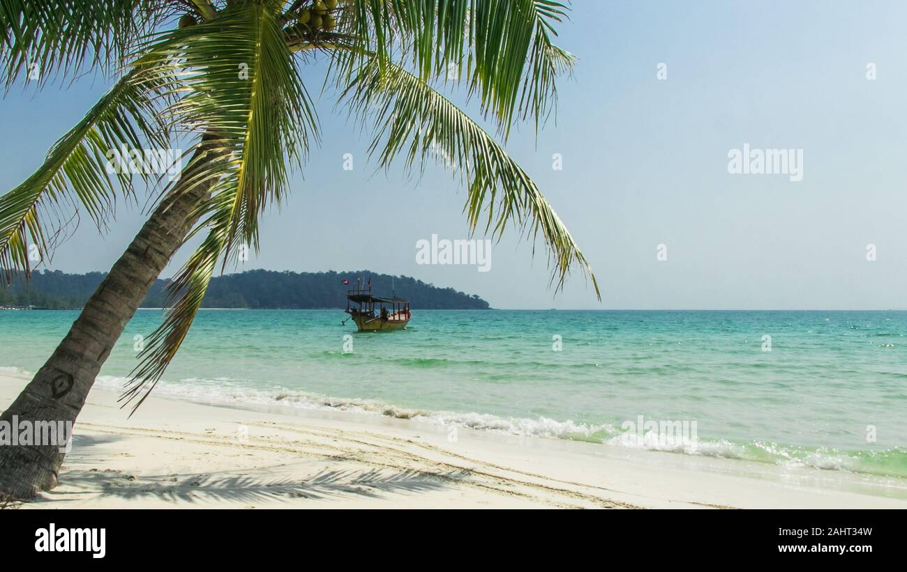 Palm tree and boat hi-res stock photography and images - Alamy