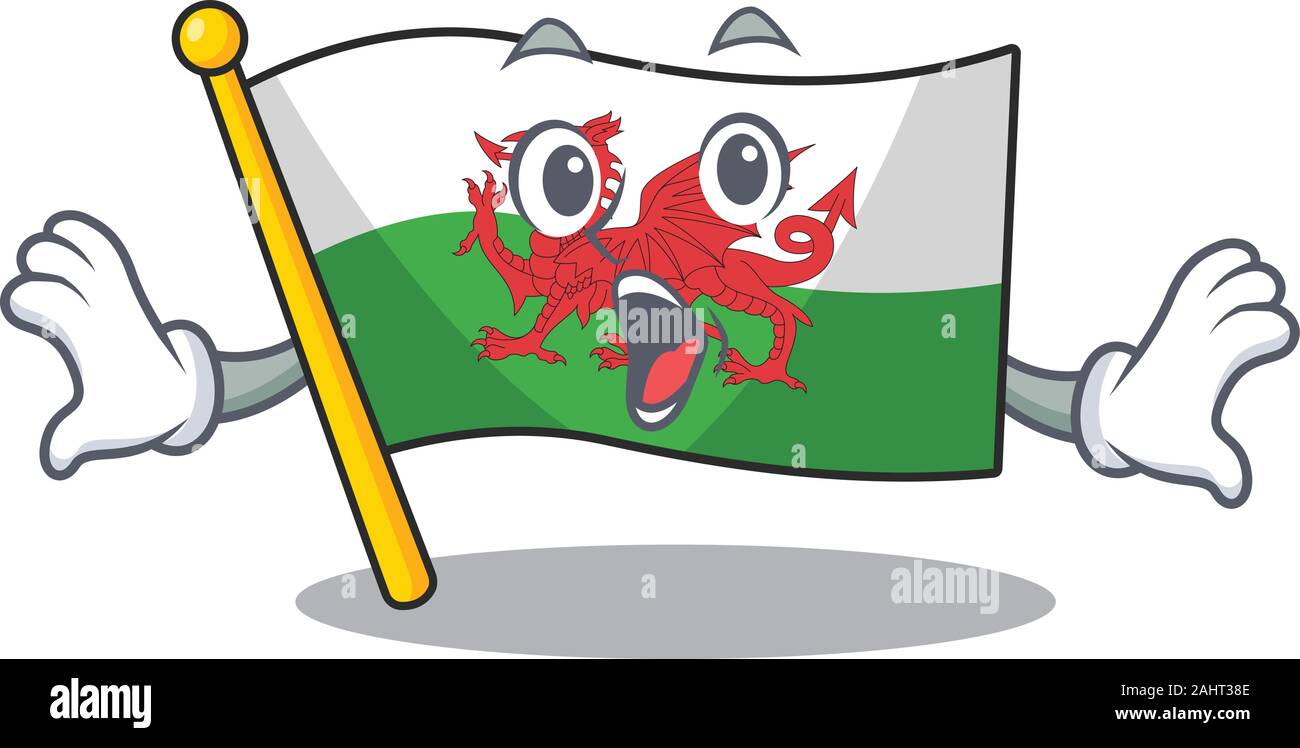 Flag wales Scroll Surprised gesture on cartoon character style Stock ...