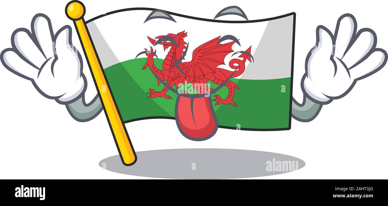 Funny face flag wales Scroll mascot design with Tongue out Stock Vector ...