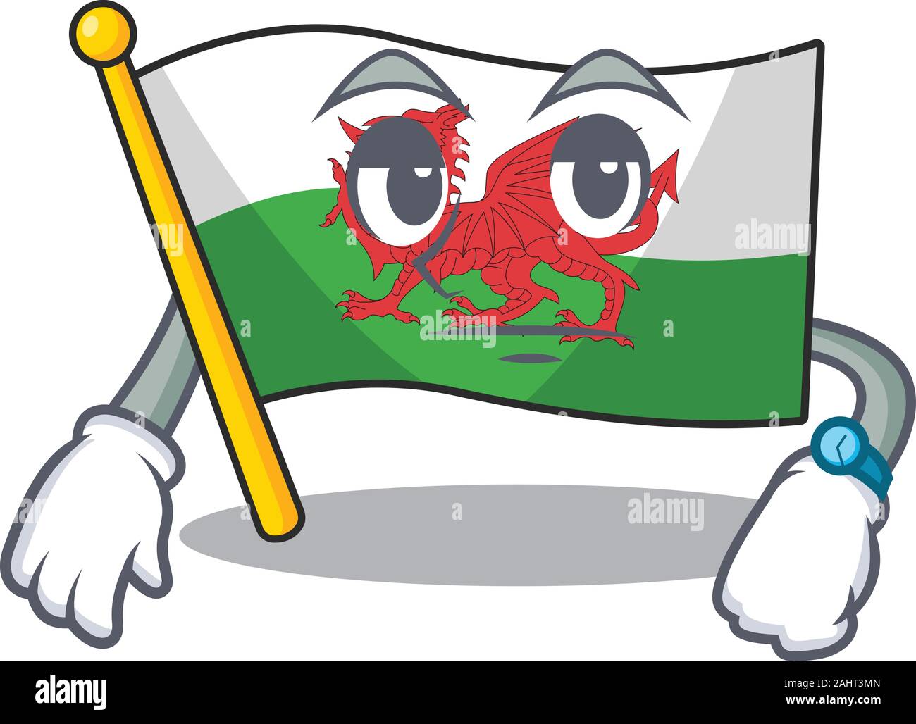 Waiting gesture flag wales Scroll on cartoon character design Stock ...