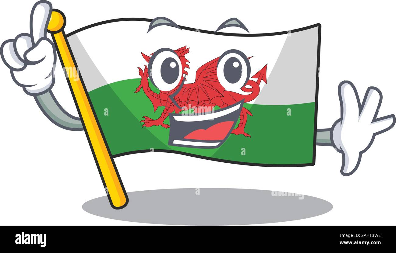 One Finger flag wales Scroll in mascot cartoon character style Stock ...