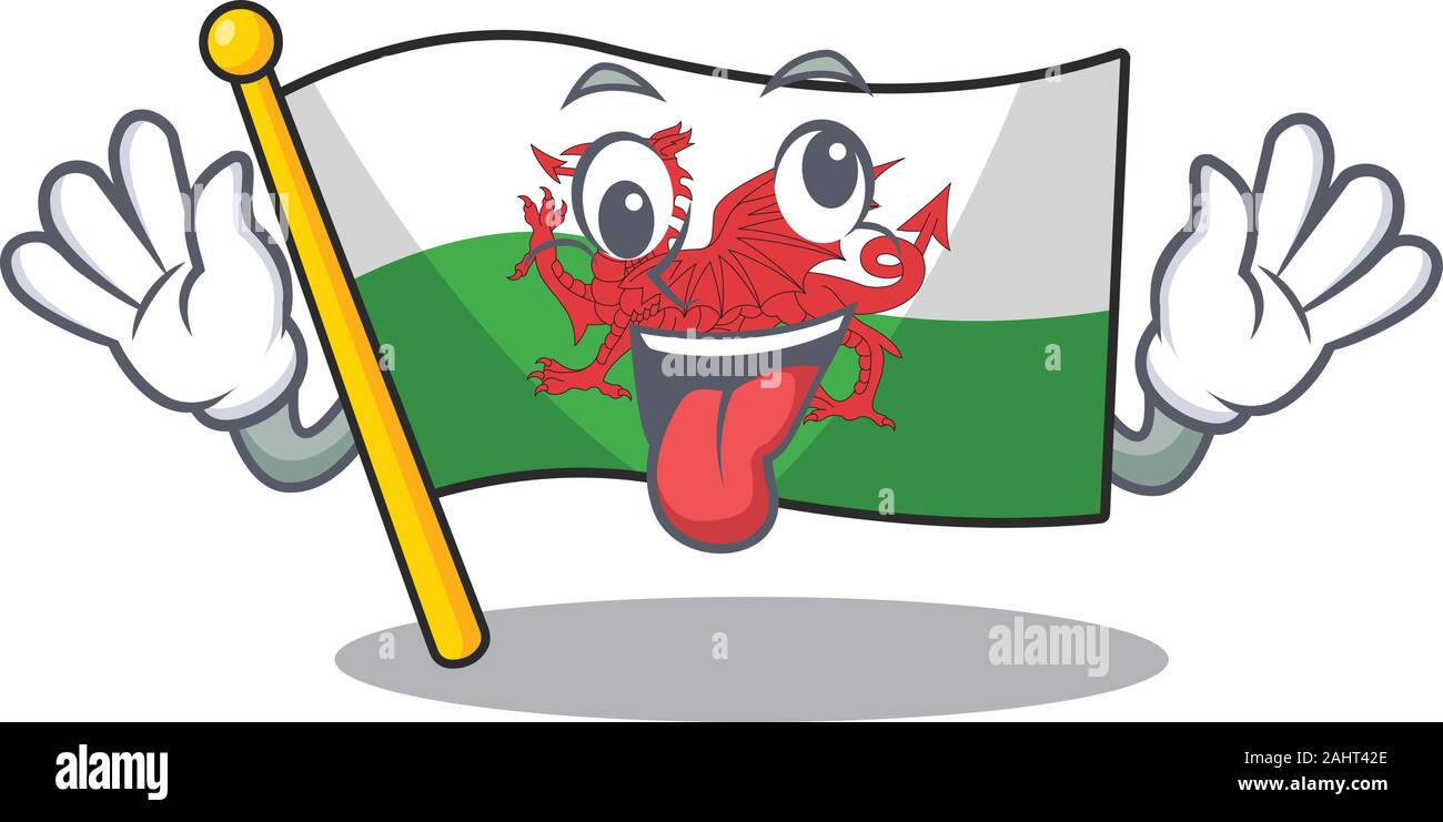 Mascot of crazy face flag wales Scroll Cartoon character style Stock ...