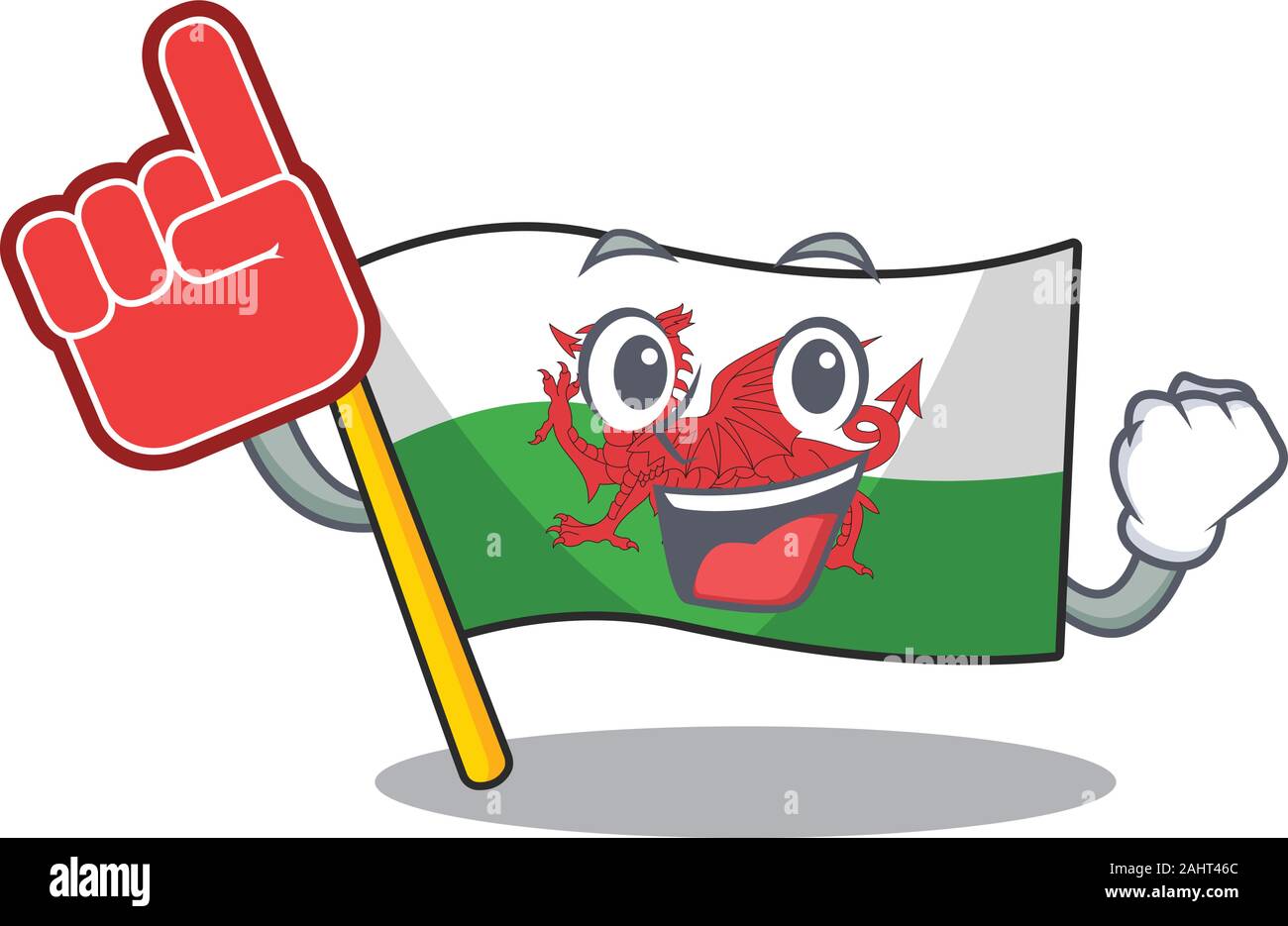 Flag wales Scroll mascot cartoon style with Foam finger Stock Vector ...